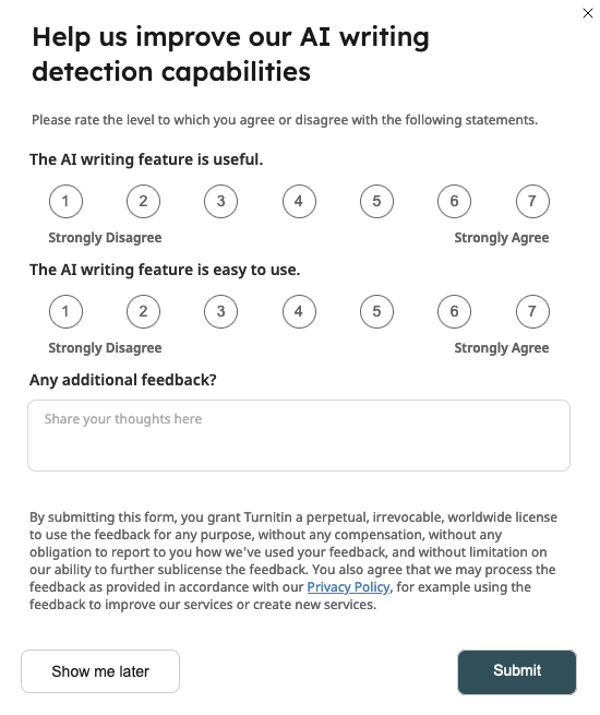 AI writing detection now available in Turnitin – TELT @ SMP